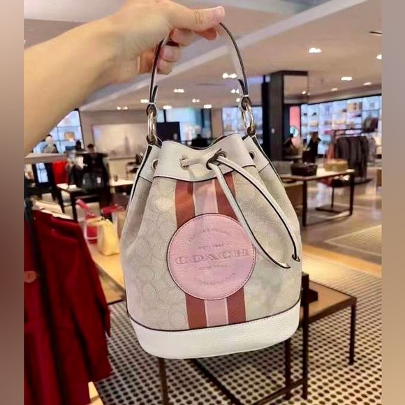 Coach | Bags | Coach Drawstring Bucket Bag In Signature Jacquard With ...